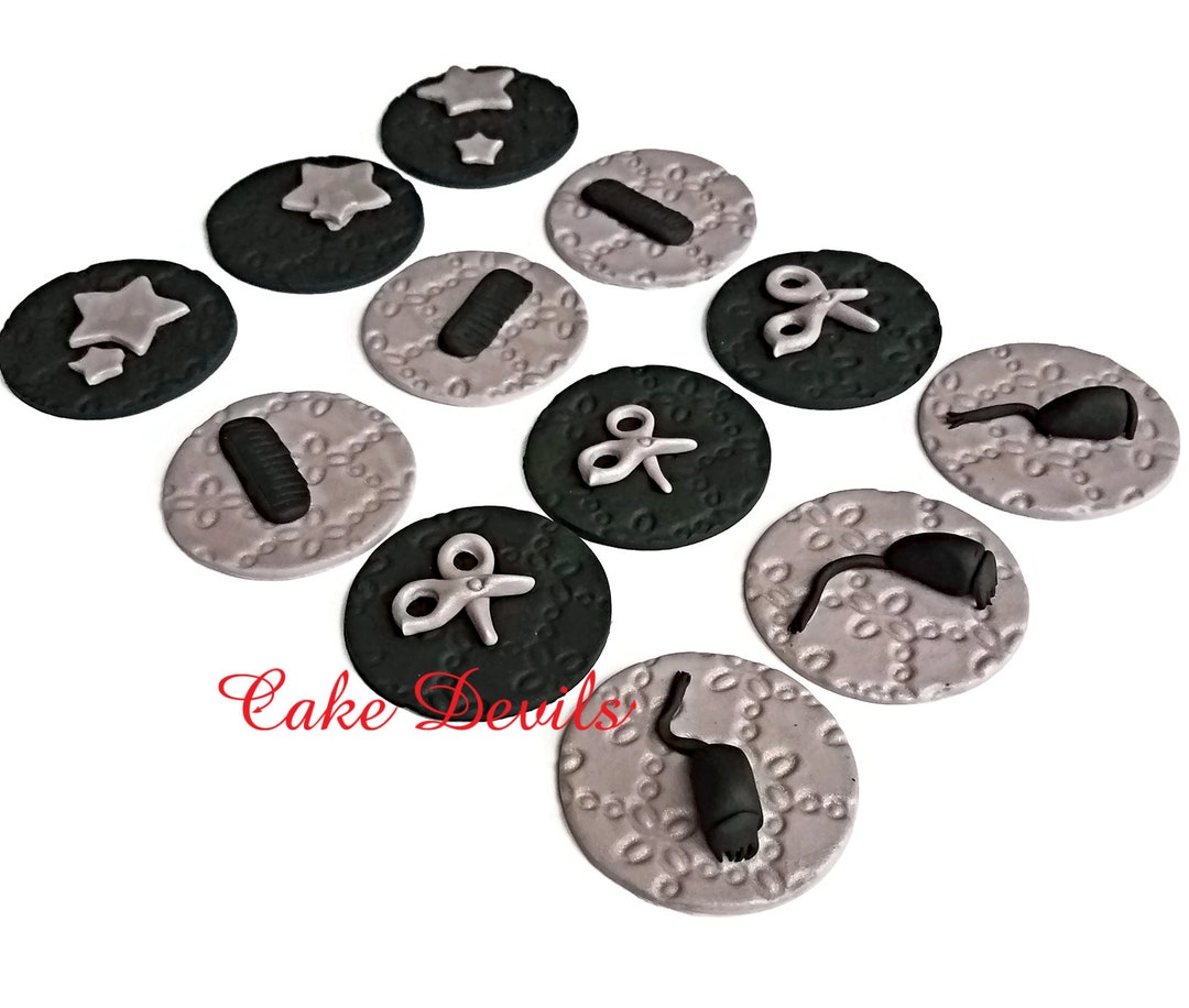 Barber Shop Cupcake Toppers, Barber Fondant Cupcake Toppers, Clippers ...