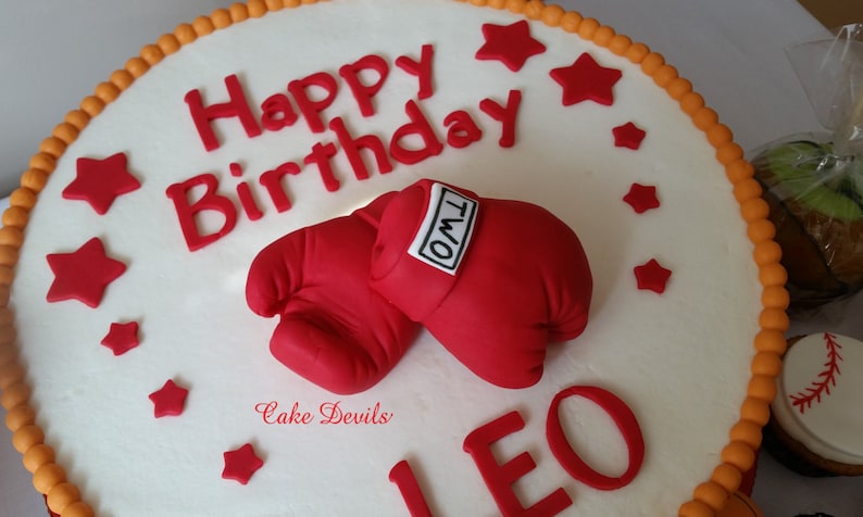 Topper de pastel de guantes de boxeo, fondant, decoraciones de pastel ...