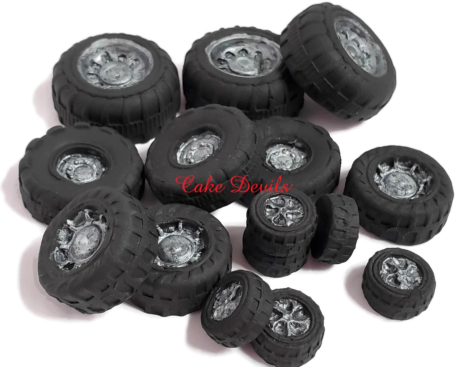 Fondant Tire Cake Decorations Wheels Hubcaps Edible Tires - Etsy