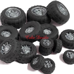 Fondant Tire Cake Decorations, Wheels, Hubcaps, Edible Tires for Cake ...