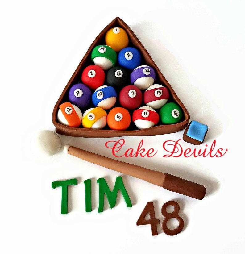 Pool Table Cake Topper Billiards Cake Decorations Fondant - Etsy UK