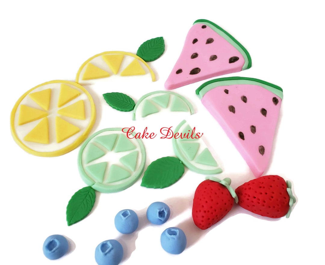 Fondant Fruit Cake Toppers, Tutti Fruiti Cake, Lemon Slices. Limes ...