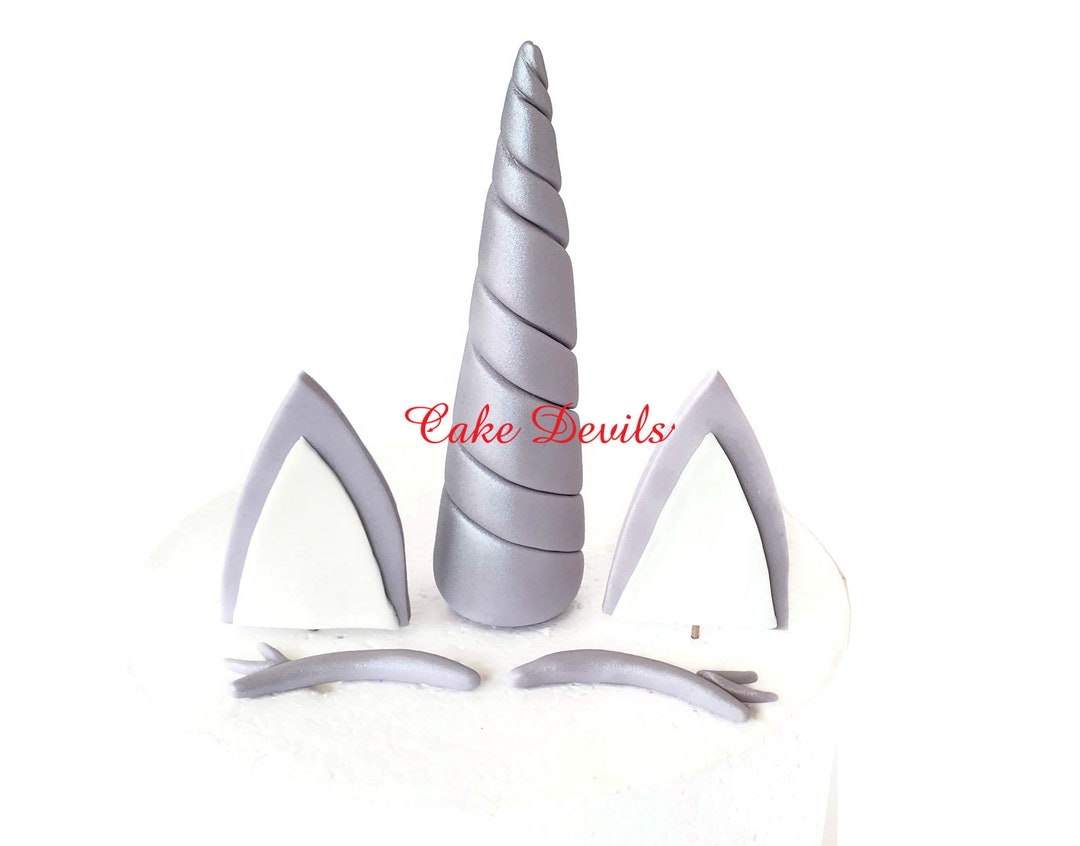 Snowy Winter Unicorn Horn Cake Topper, Fondant Snowflake Unicorn Cake ...