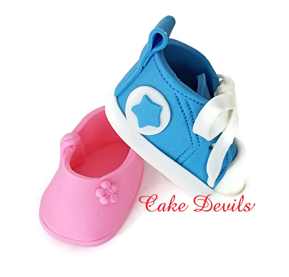 Gender Reveal Cake Toppers Baby Rattle Sneakers or Ballet | Etsy