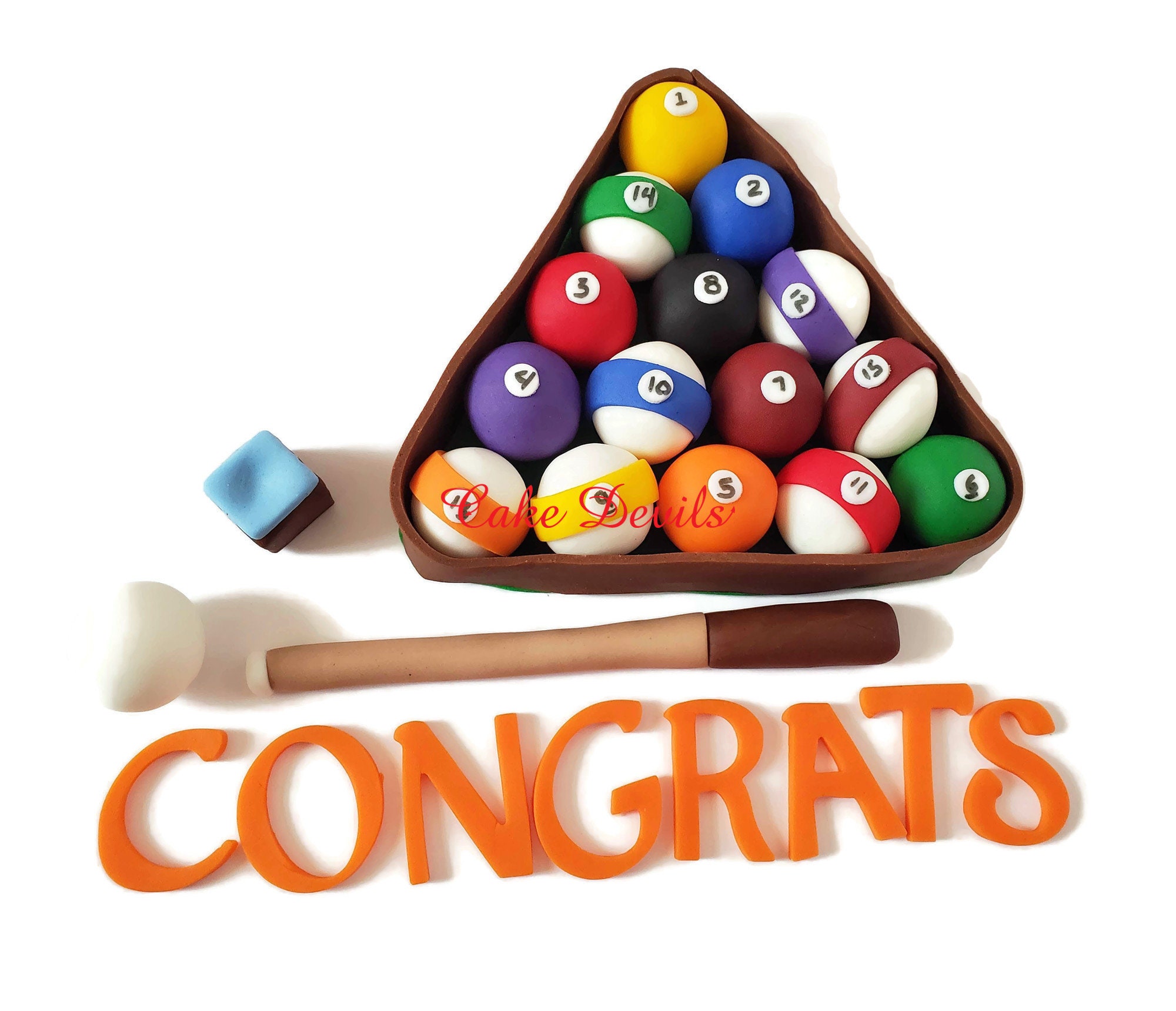 Pool Table Cake Topper Billiards Cake Decorations Fondant - Etsy UK
