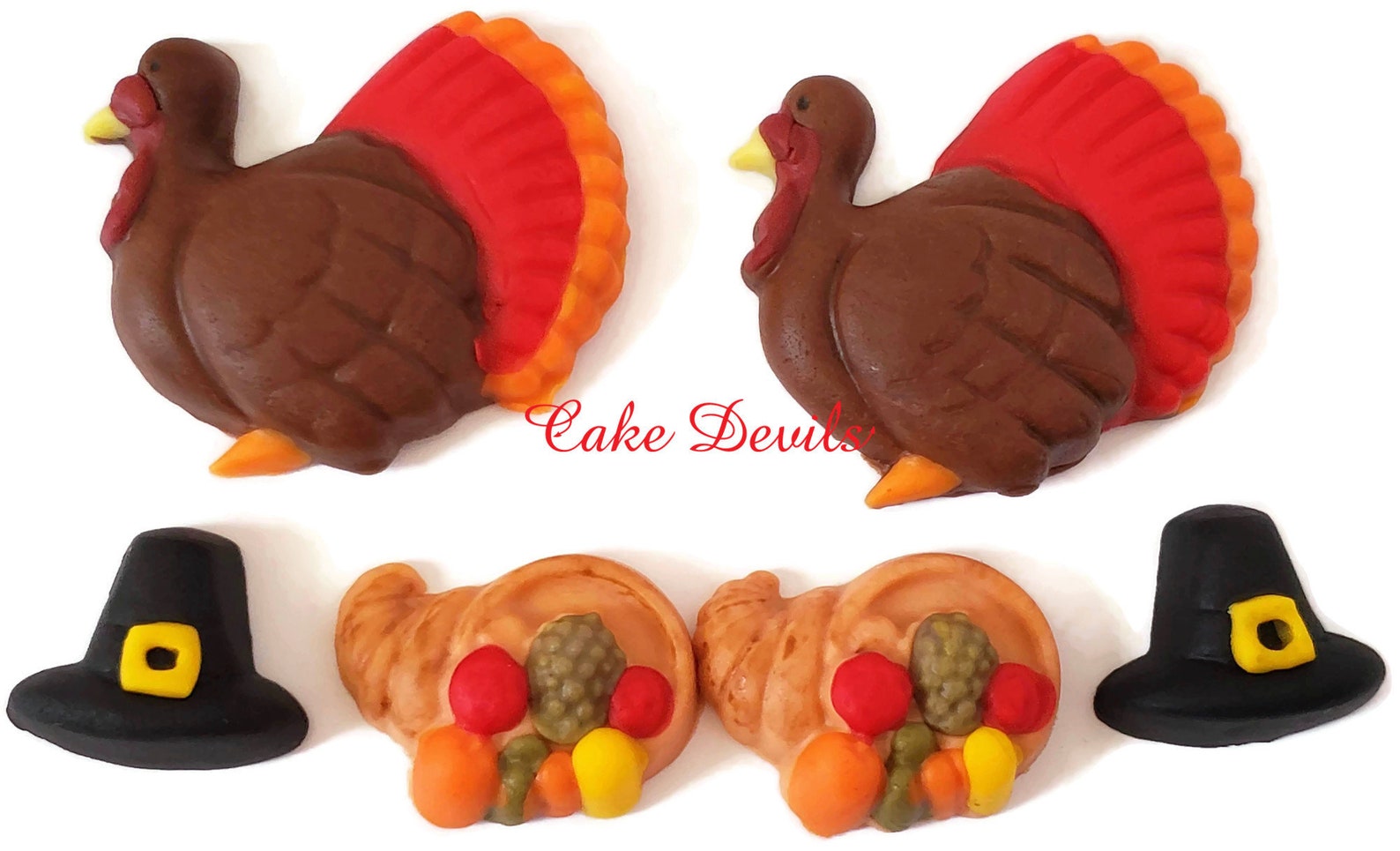 Fondant Thanksgiving Cake Toppers Handmade Fondant Turkey - Etsy