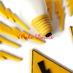 Handmade Electrical Fondant Cake Toppers, Light Bulb, Lightening Bolts ...