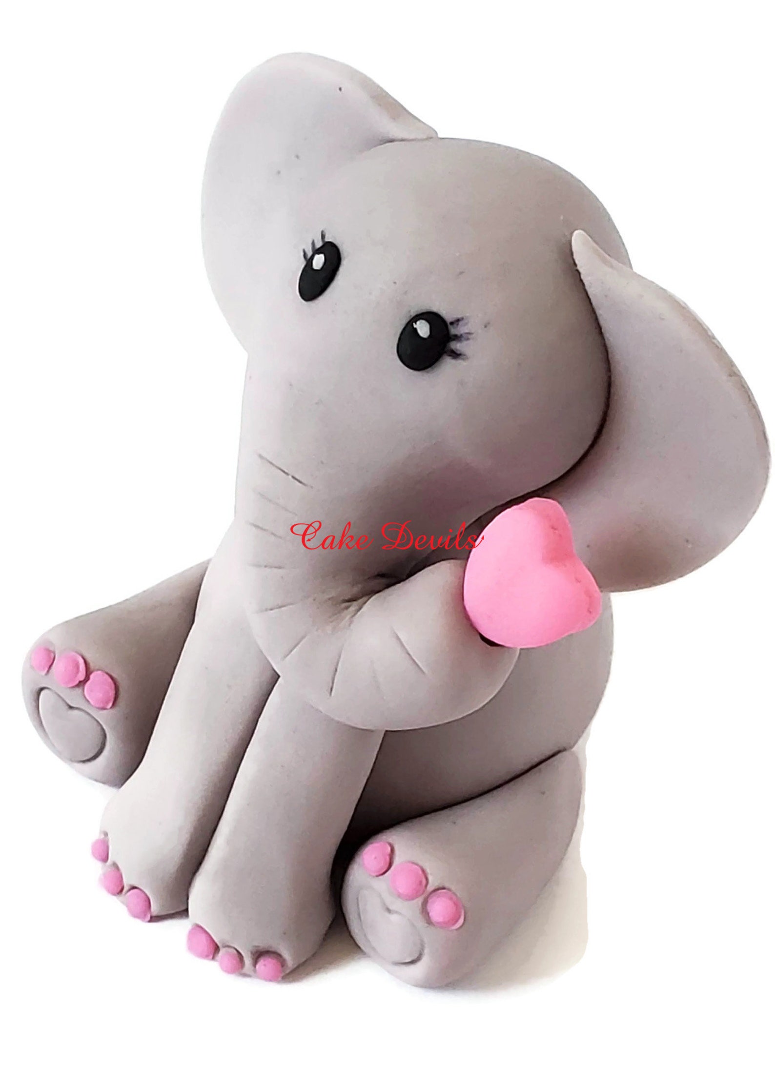 Fondant Elephant Cake Topper With Heart in Trunk Elephant | Etsy