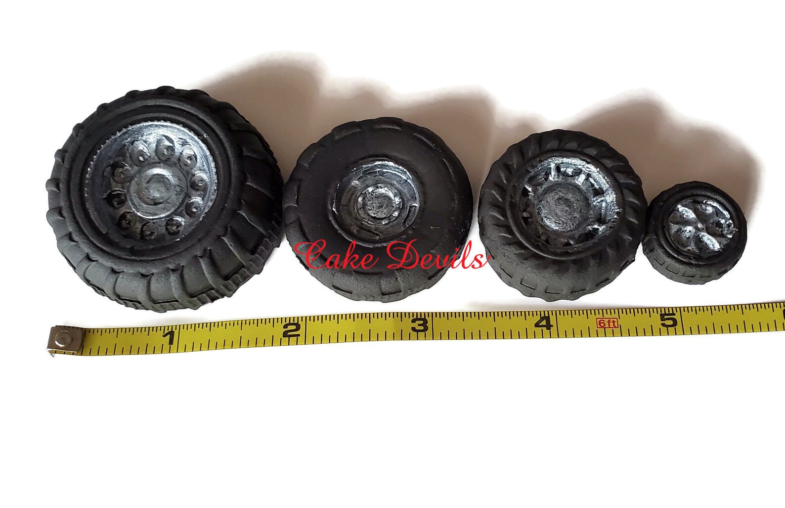 Fondant Tire Cake Decorations, Wheels, Hubcaps, Edible Tires for Cake ...