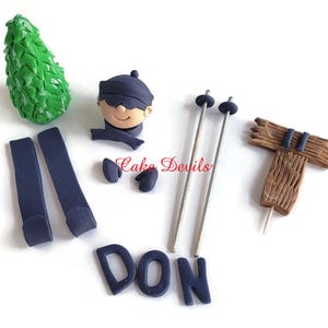 Skier Fondant Cake Topper Kit, Sking Cake Decorations, Ski Snow ...