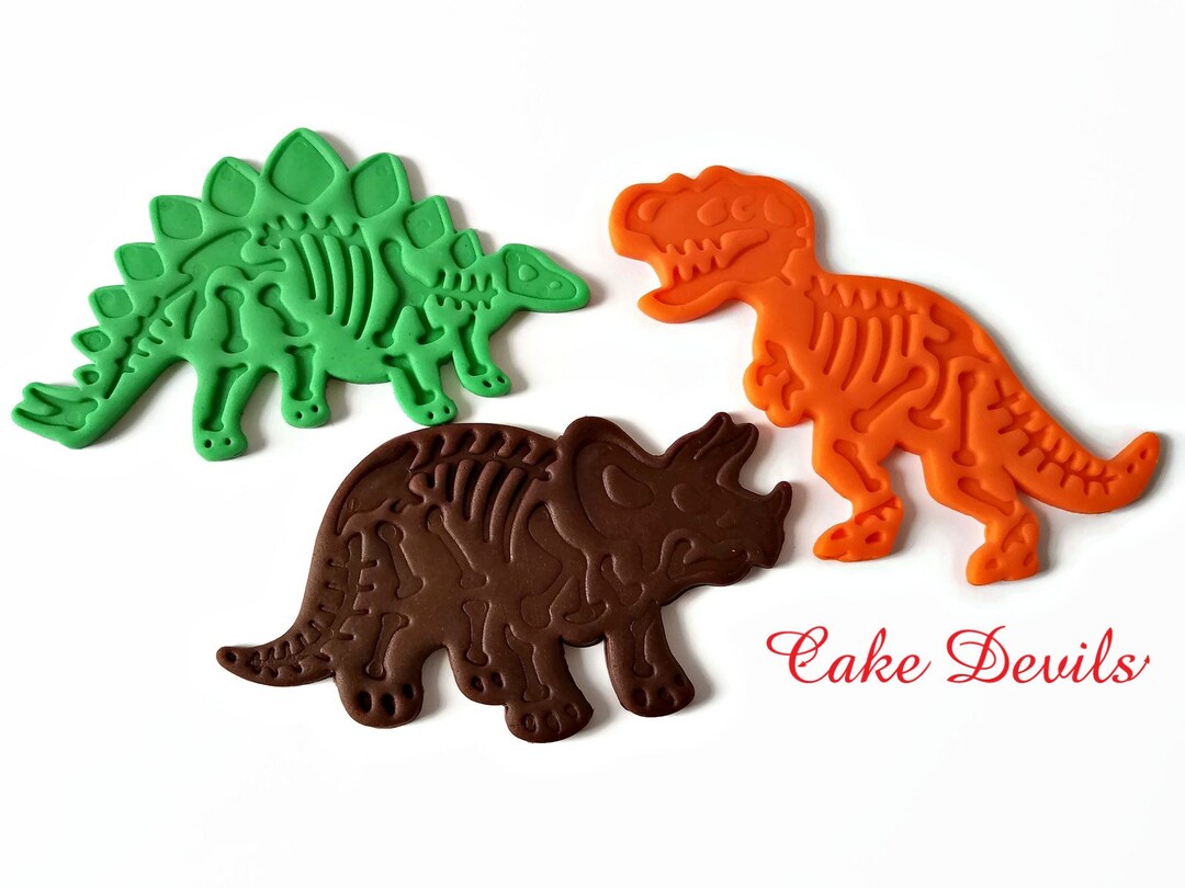 Fondant Dinosaur Fossil Cake Toppers, Jurassic Dinosaur Fossil Bones ...