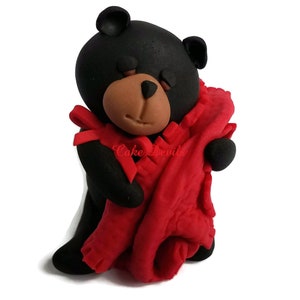 Black Bear Baby Shower Fondant Cake Toppers, Buffalo Plaid Grizzly Bear ...
