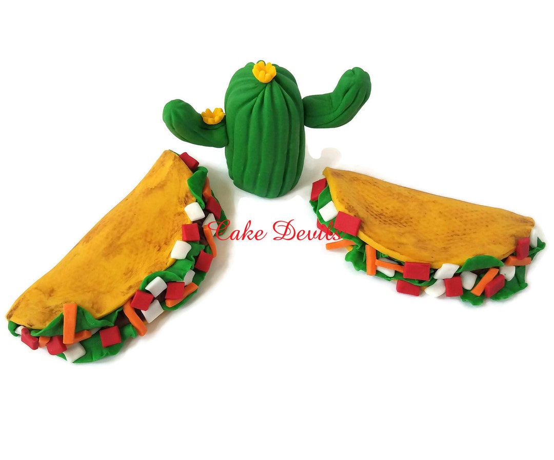 Taco Cake Topper for Fiesta Themed Birthday Cake, Fondant Tacos and ...