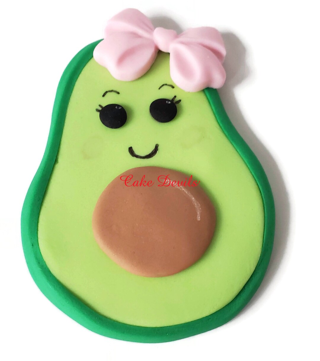 Fondant Avocado Cake Topper, Handmade Edible Sugar Cute Avocado With ...