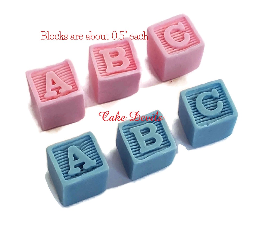 Baby Blocks Cake Decorations, Half Inch Baby Blocks, Baby Shower ...