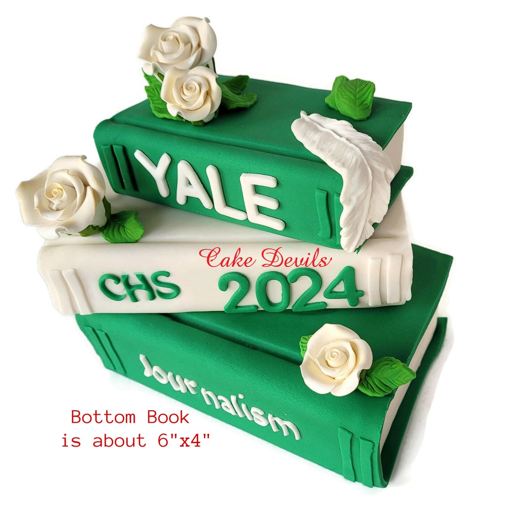 Fondant Graduation LARGE Book Cake Toppers, Cake Decorations, Handmade ...