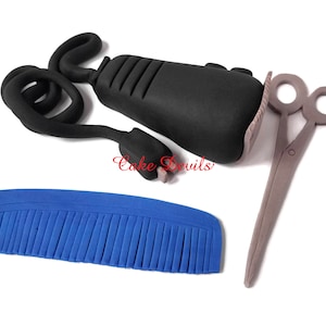 Fondant Barber Shop Cake Toppers, Hair Clippers Cake Decoration, Comb ...
