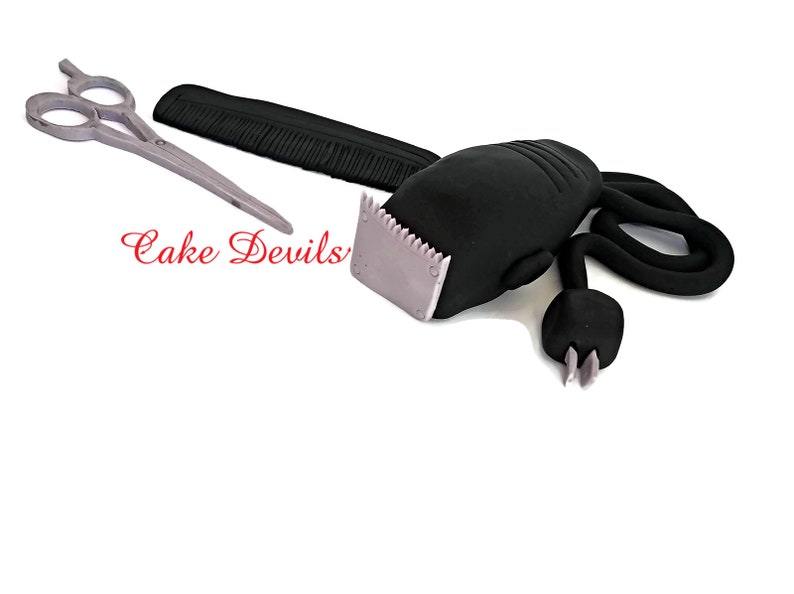 Fondant Barber Shop Cake Toppers, Hair Clippers Cake Decoration, Comb ...