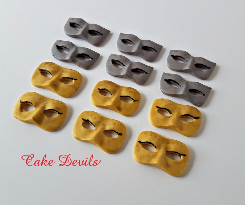 Masquerade Mask Cupcake Toppers, Fondant Masquerade Masks, Handmade ...