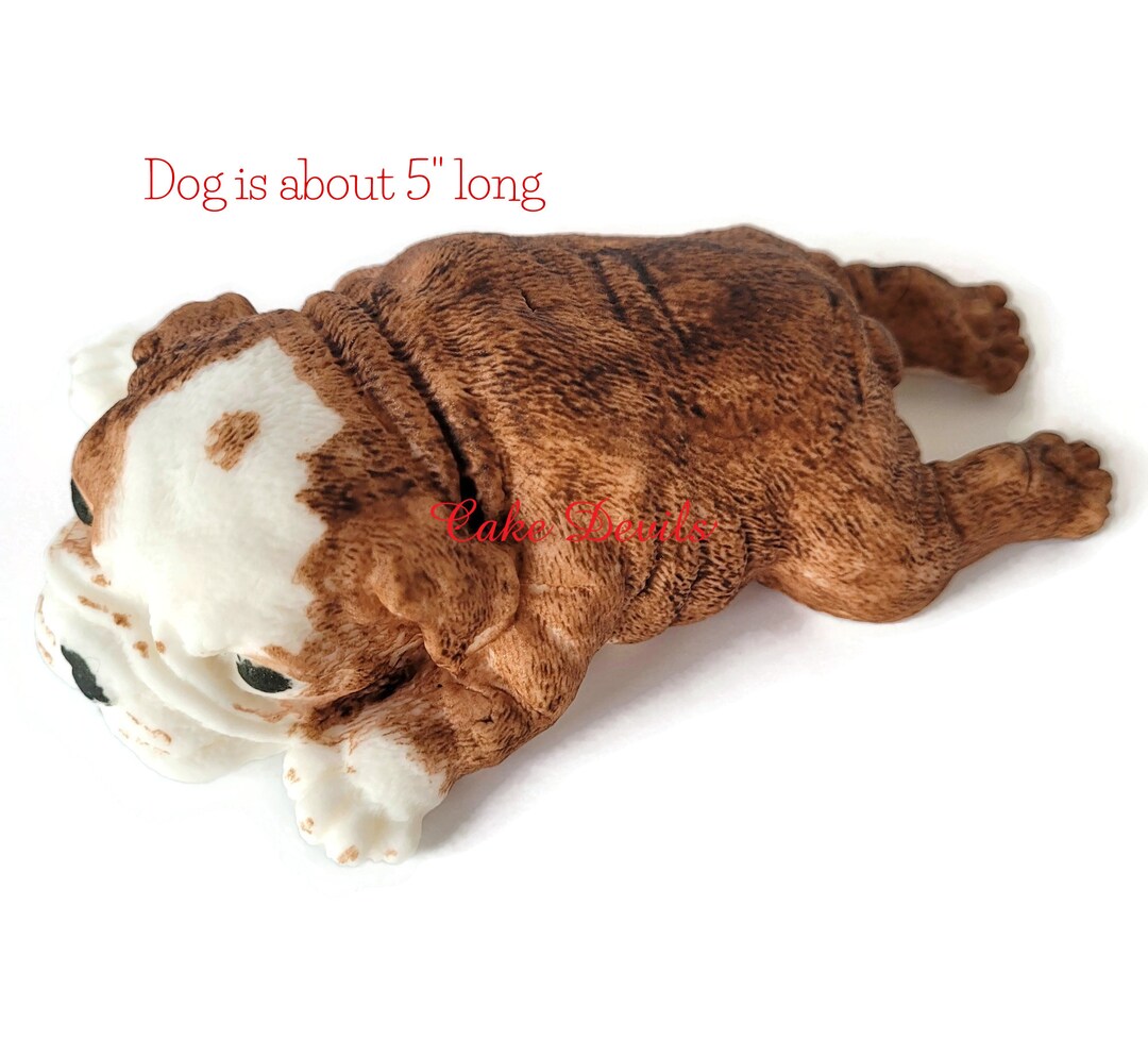 Fondant English Bulldog Cake Topper, Large Dog Cake Decoration ...