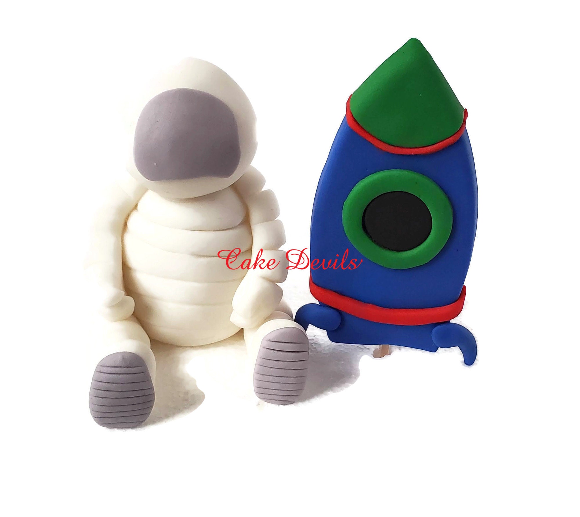 Fondant Astronaut and Rocket Ship Cake Toppers Space Explorer | Etsy