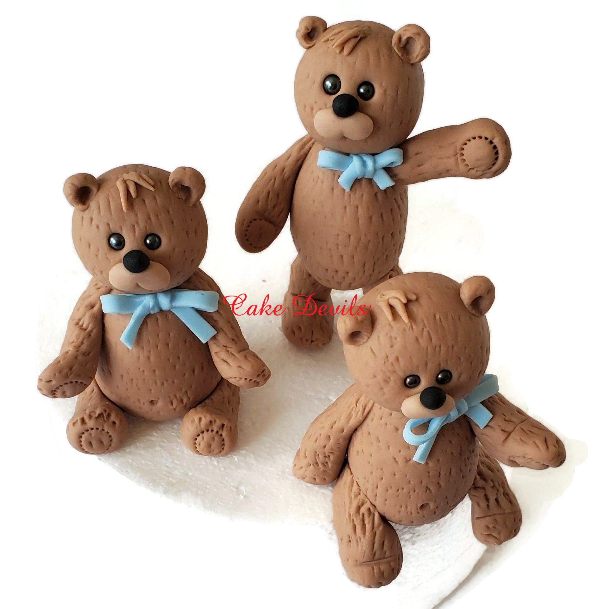 Fondant Teddy Bear Cake Toppers Fuzzy Bear Cake Decorations | Etsy