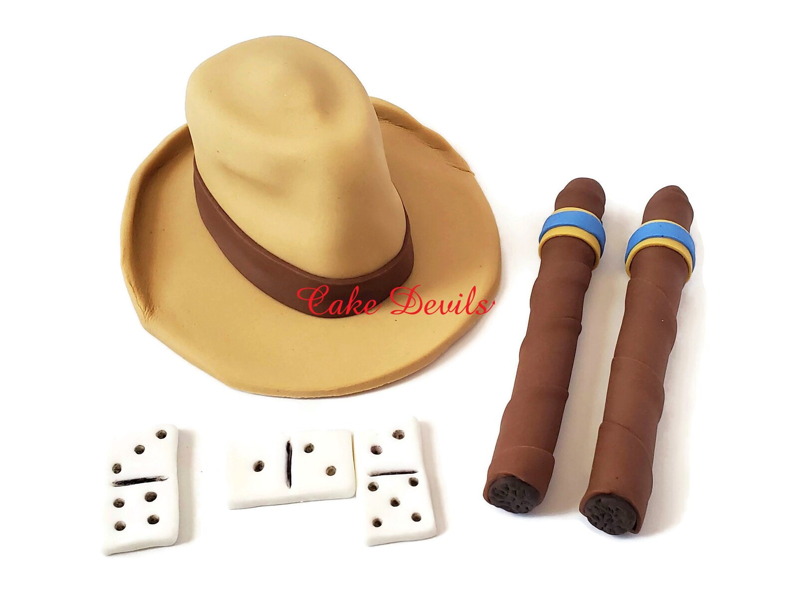 Fondant Men's Fedora Hat Cake Topper, Fondant Cigars, Fondant Dominoes ...