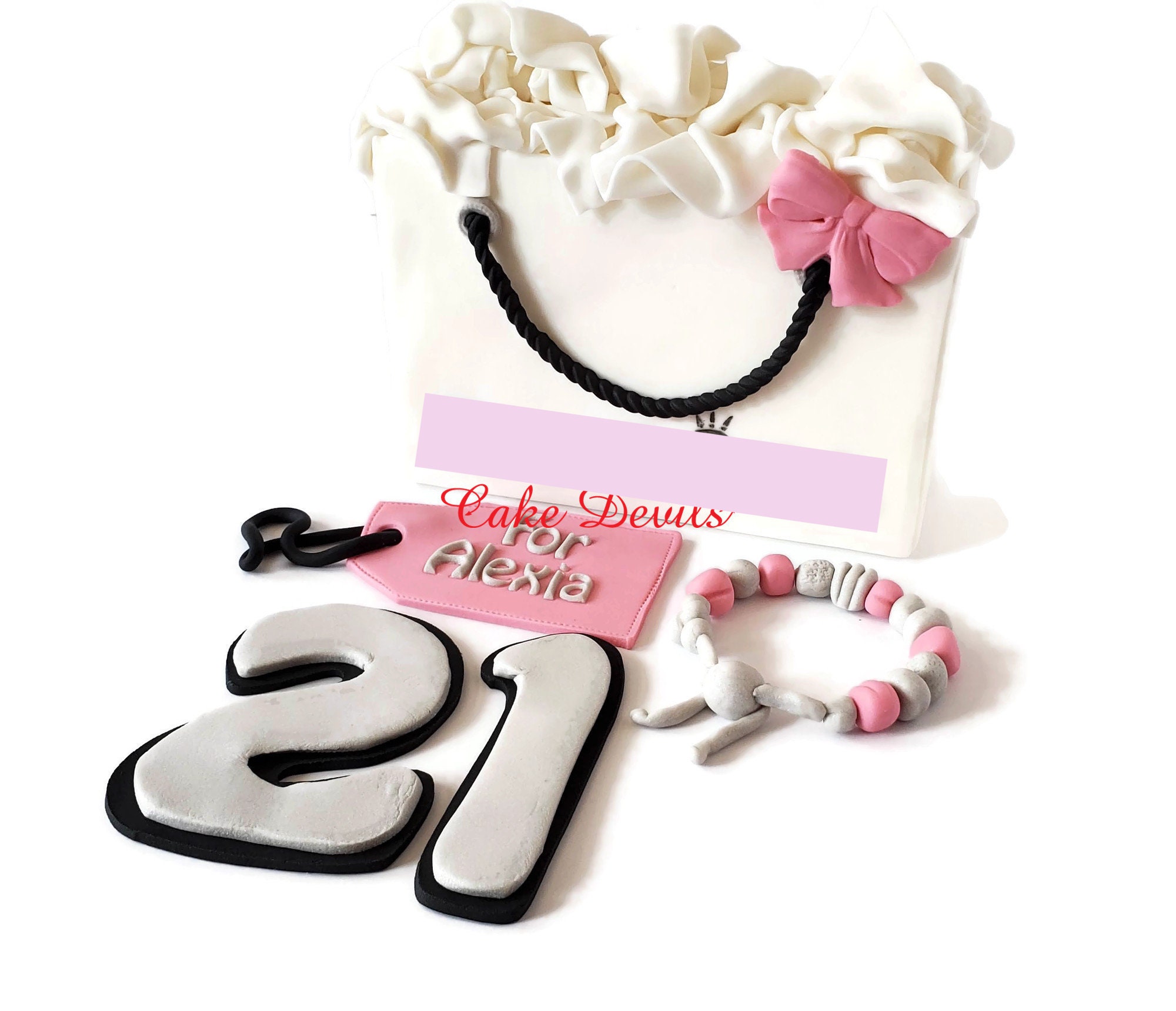 Fondant Shopping Cake Topper Set, Shopping Bag Cake, Braclet Cake ...
