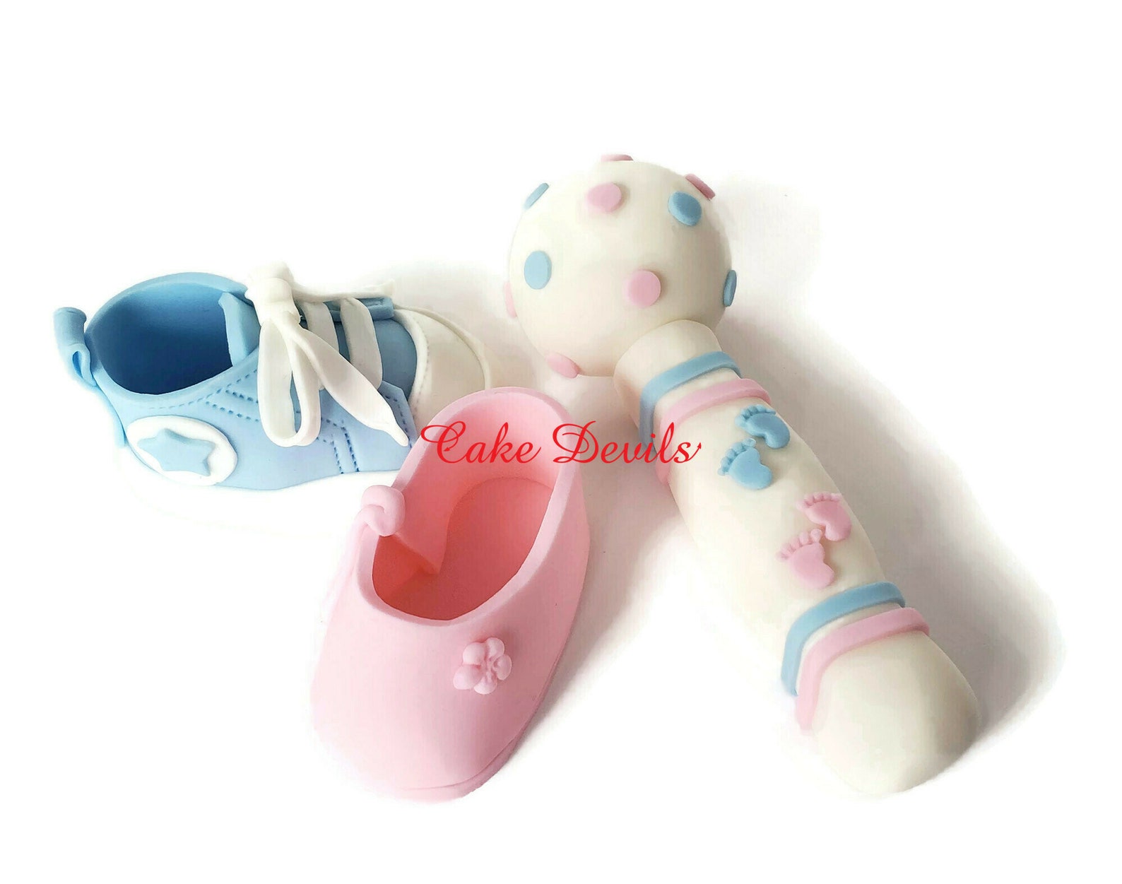 Gender Reveal Cake Toppers Baby Rattle Sneakers or Ballet - Etsy