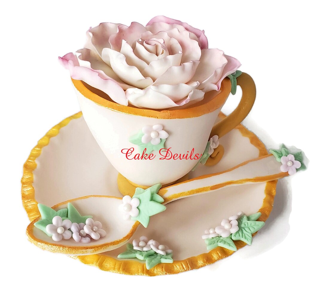 Fondant Tea Party Cake Toppers for Birthday, Bridal Shower and More ...