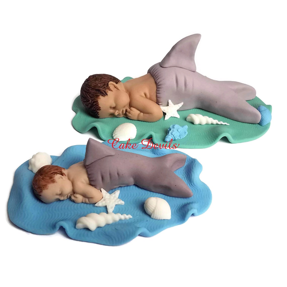 Fondant Shark Baby Shower Cake Topper, Under the Sea Baby Shower, Baby ...