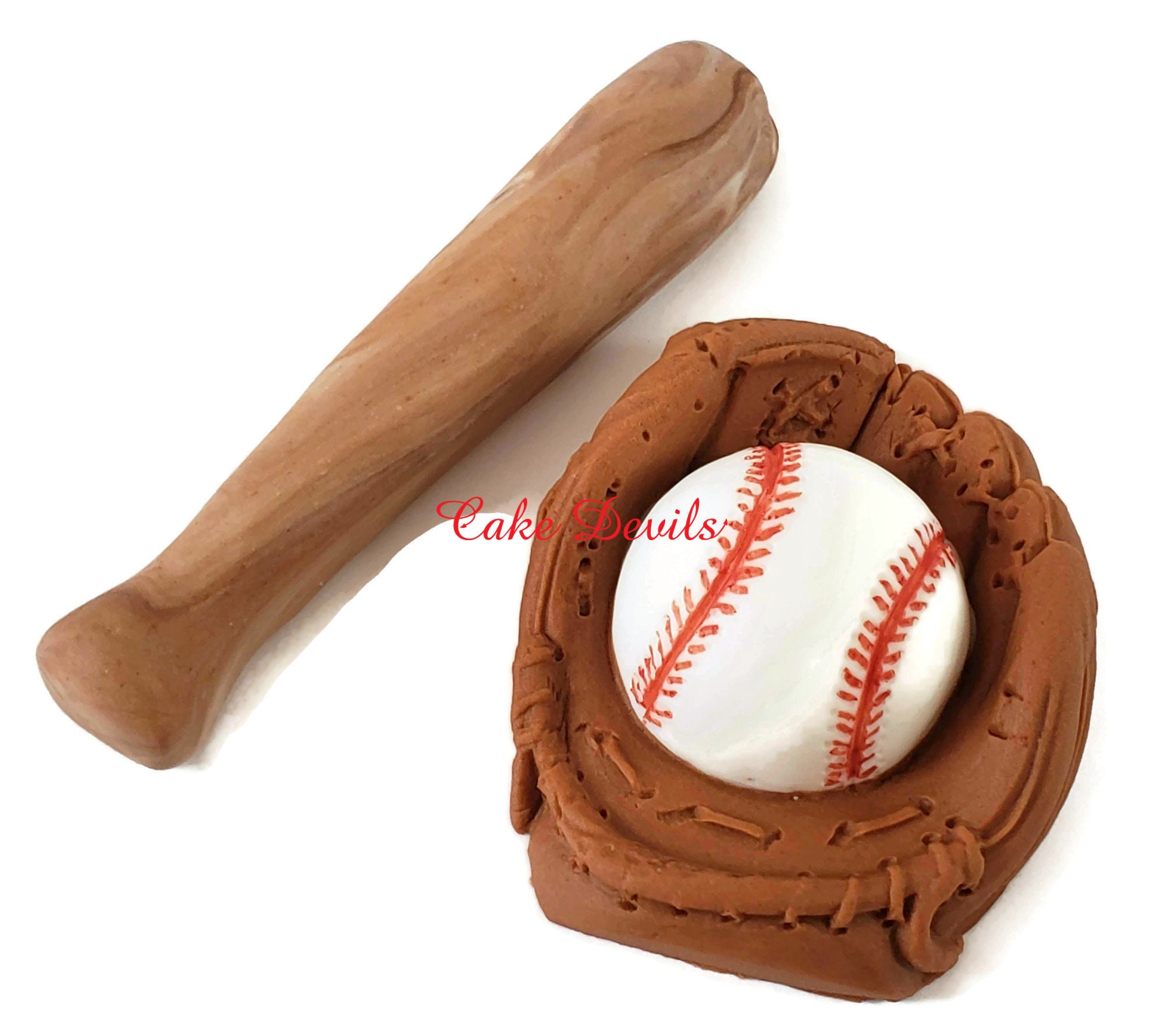 Fondant Baseball Cake Toppers, Baseball Bat, Baseball Glove and ...