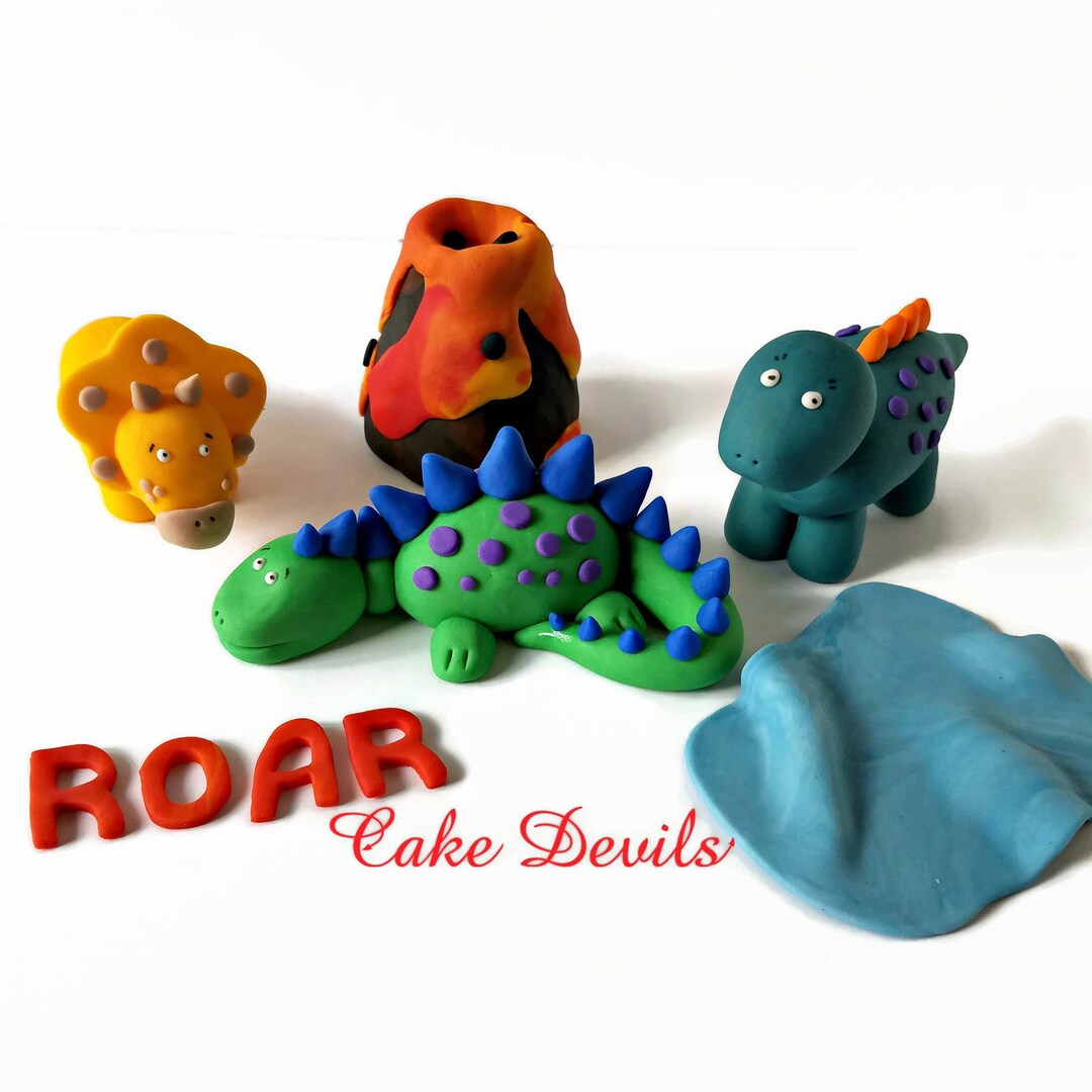 Dinosaur Cake Kit, Birthday Cake Decorations, Fondant Dinosaurs ...