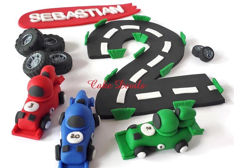 Race Car Cake Decorations Fondant Race Cars and Race Track | Etsy