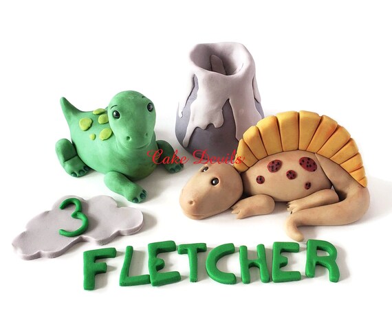 Fondant Brontosaurus and Spinosaurus Dinosaur Cake Toppers | Etsy