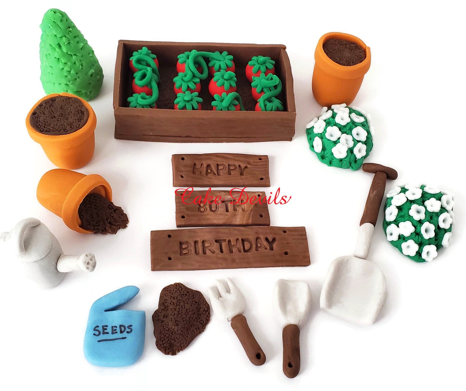 Fondant Garden and Vegetable Food Cake Toppers, Gardening Cake ...
