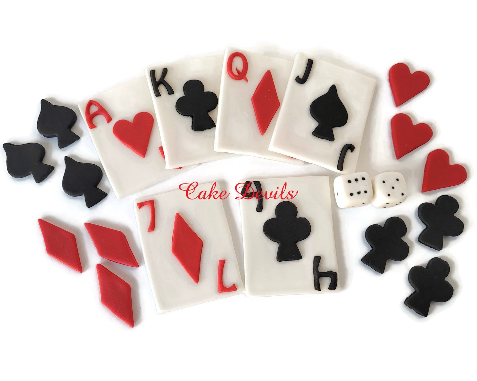 Fondant Casino Cake Toppers, Handmade Edible, Playing Cards Cake ...