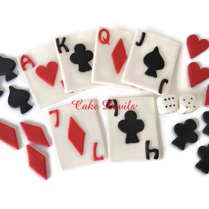 Fondant Casino Cake Toppers, Handmade Edible, Playing Cards Cake ...