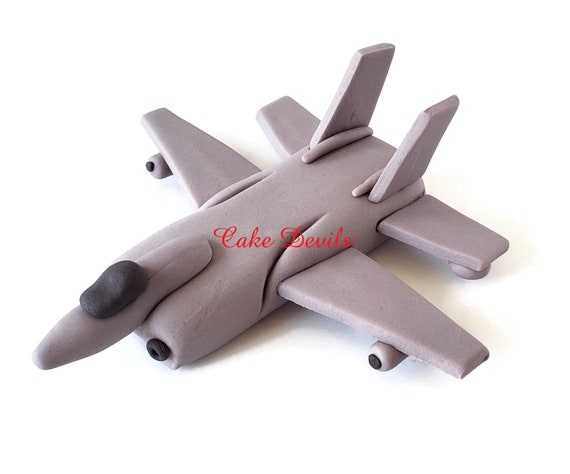 Fondant FIghter Jet Cake Topper, Fighter Plane, Military Aircraft Cake ...