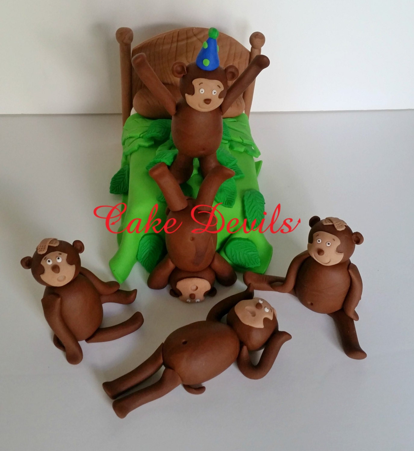 Monkey Fondant Cake Topper Monkeys Jumping on the Bed - Etsy UK