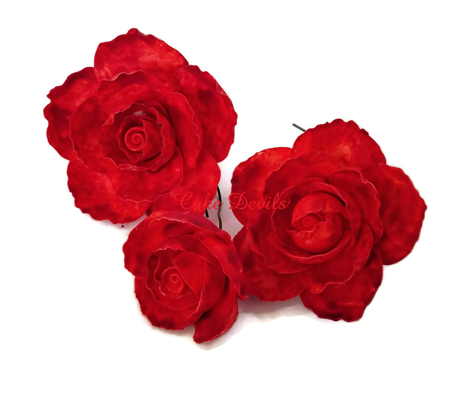 Large Ruffled Edge Gumpaste Roses Cake Toppers Fondant Flower - Etsy