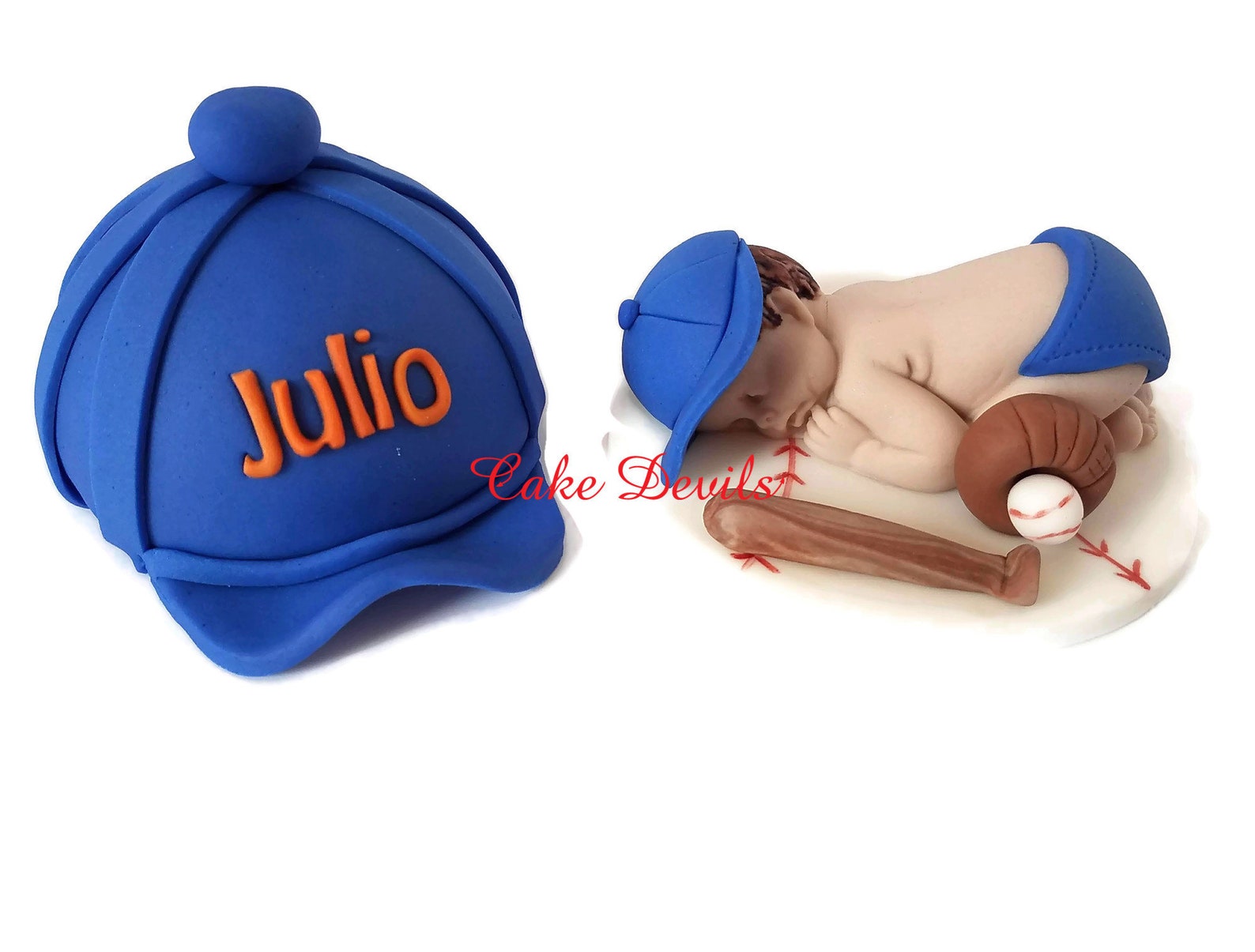 Baby Baseball Cap and Sneakers Fondant Cake Toppers, Baby Shower ...