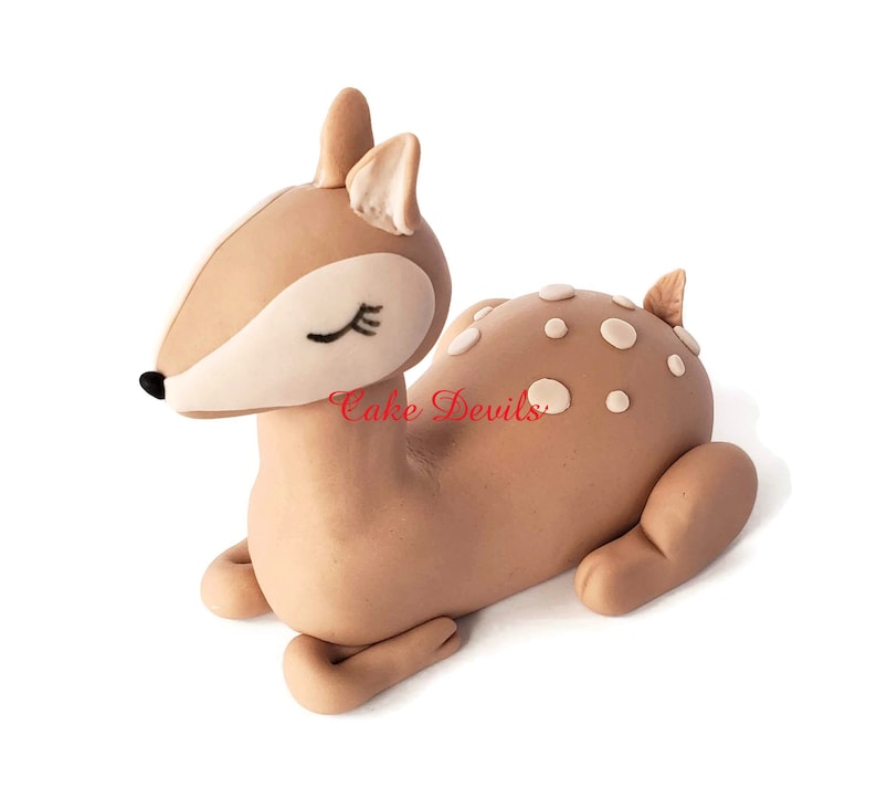 Deer Cake Topper, Fondant Deer With Optional Flowers and Birch Trees ...