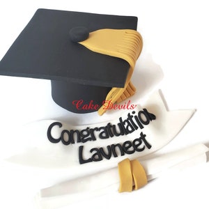 Graduation Cake Toppers, Graduation Cap, Congratulations Banner, and ...