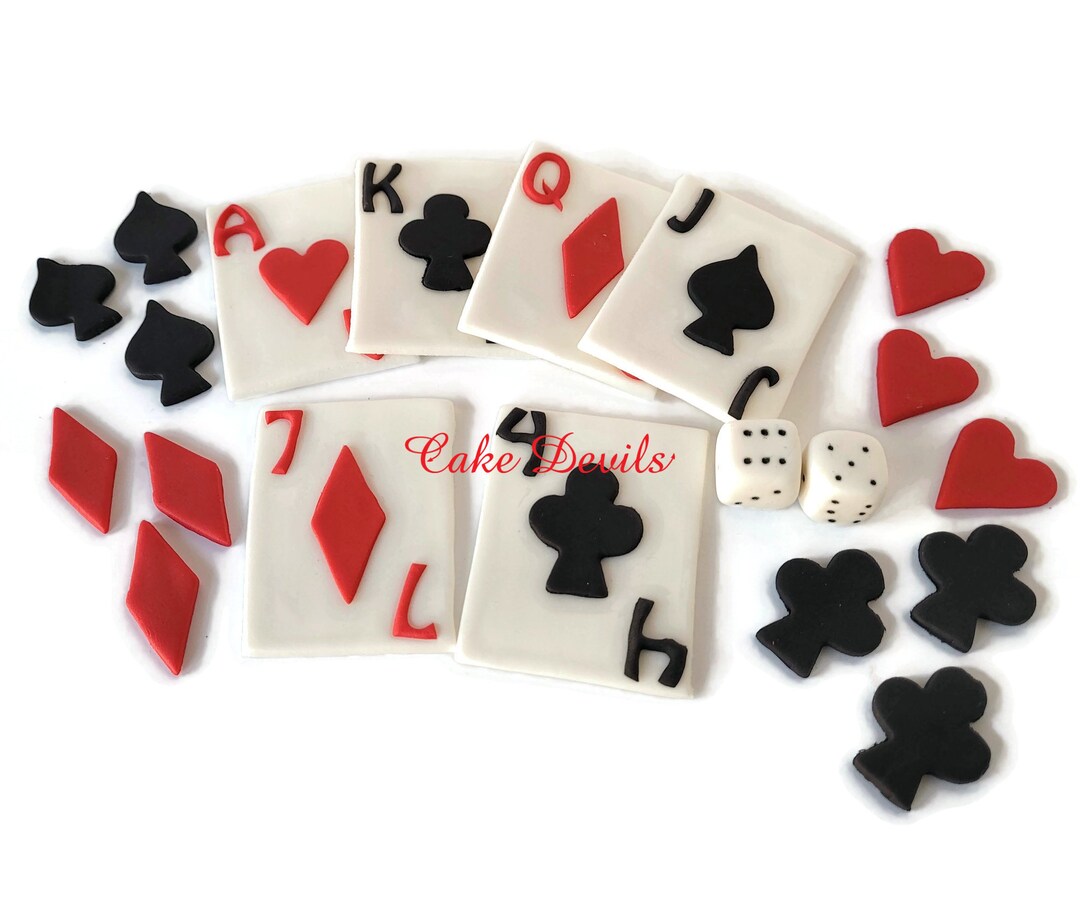 Fondant Casino Cake Toppers, Handmade Edible, Playing Cards Cake ...