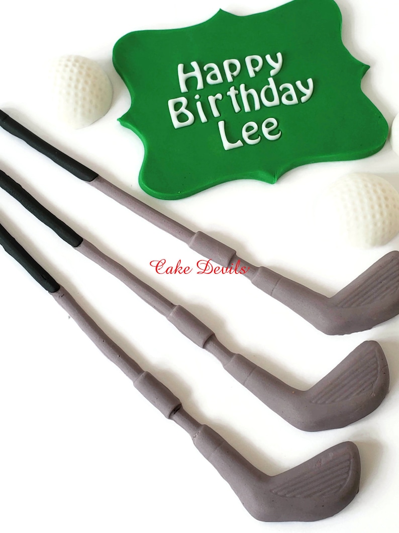 Fondant Golf Cake Toppers Golf Clubs Golf Balls and Plaque | Etsy