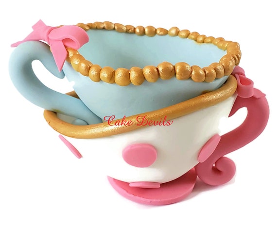 Wonderland Whimsical Fondant Tea Cups Cake Topper, Perfect for Alice ...