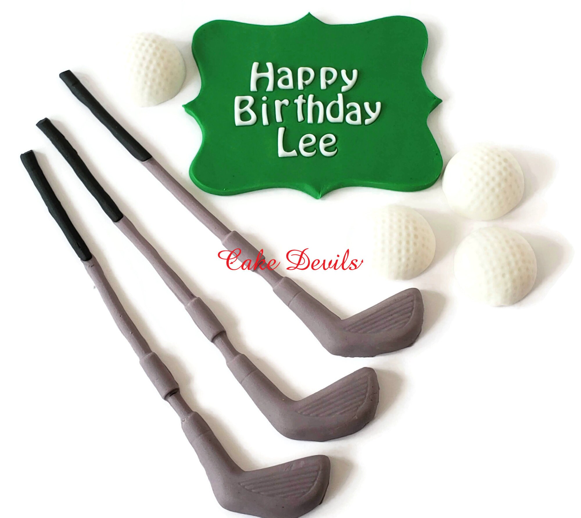 Fondant Golf Cake Toppers Golf Clubs Golf Balls and Plaque | Etsy