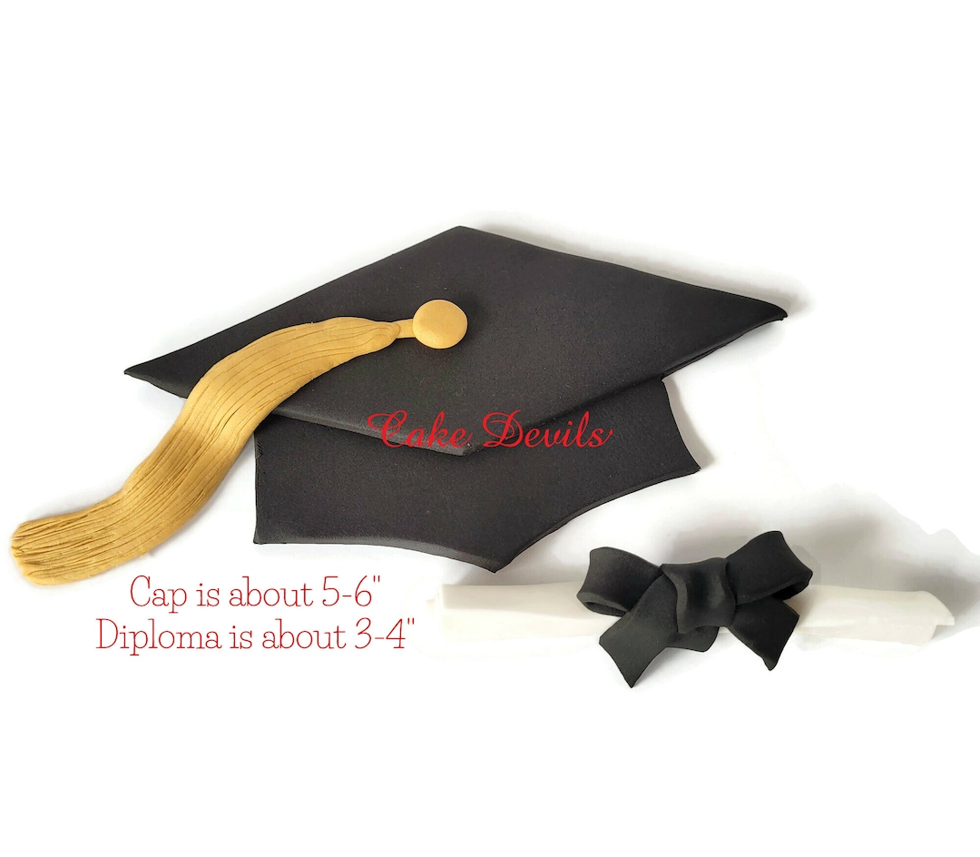 Flat Graduation Cap Cake Topper, Mortar Board and Diploma Cake ...