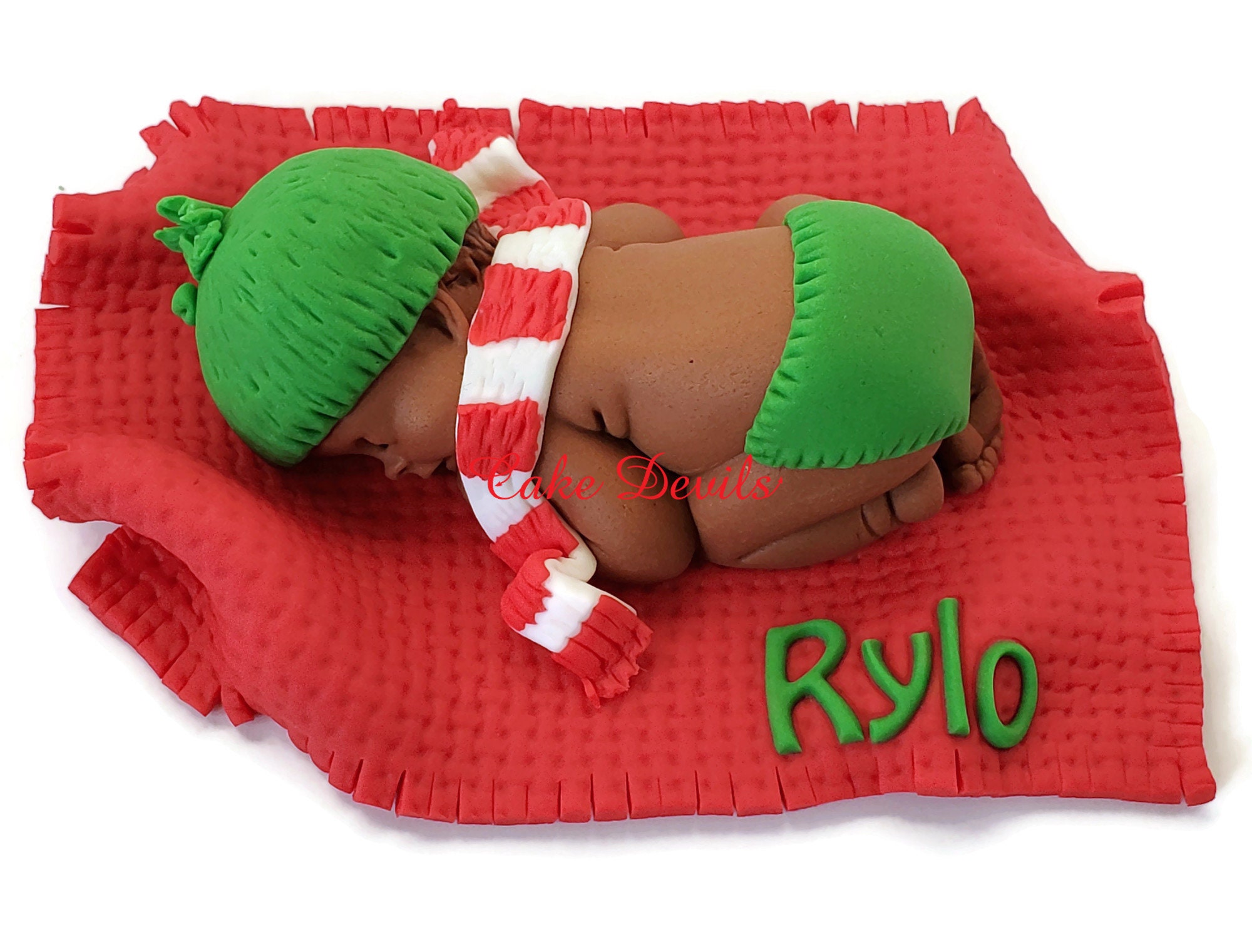 Holiday Baby Shower Cake Topper Fondant Christmas Baby Cake - Etsy